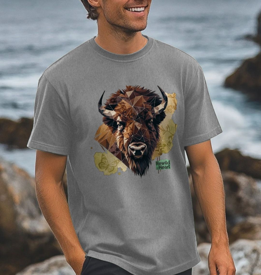 Bison & Wildflowers Men's T-Shirt | Organic Cotton – Rewild at Heart