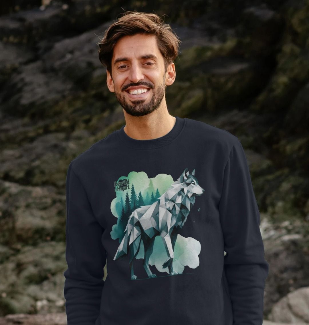 Men's Wolf Jumper | Organic Cotton | Eco-friendly – Rewild at Heart